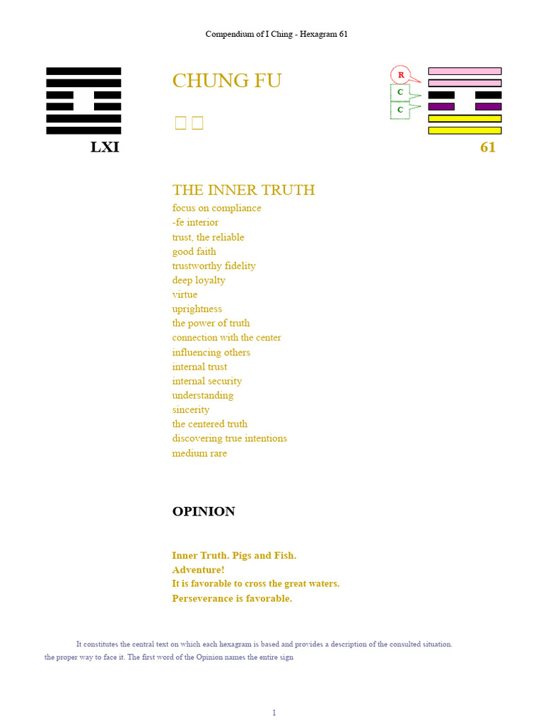 I Ching Hexagram 61: Inner Truth Insights | PDF