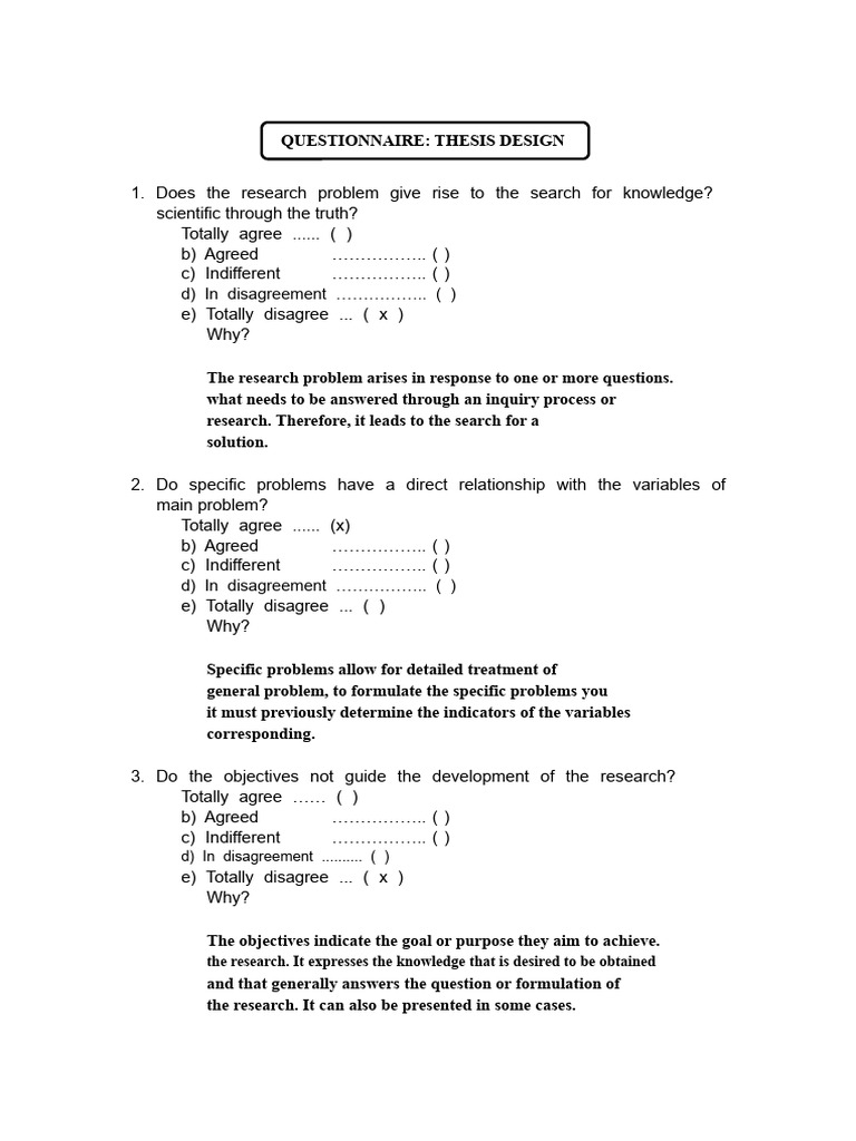 Questionnaire 1 Thesis Seminar | PDF | Hypothesis | Knowledge