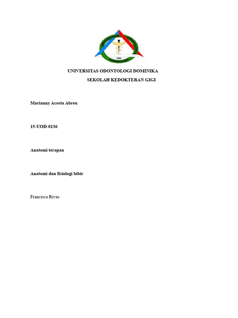 Anatomi dan Fisiologi Bibir Manusia | PDF