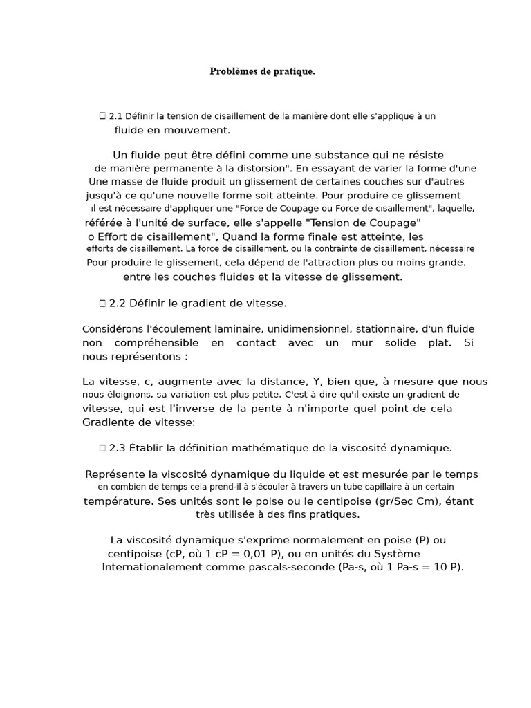 Problèmes de Pratique | PDF | Mécanique newtonienne | Dynamique des fluides