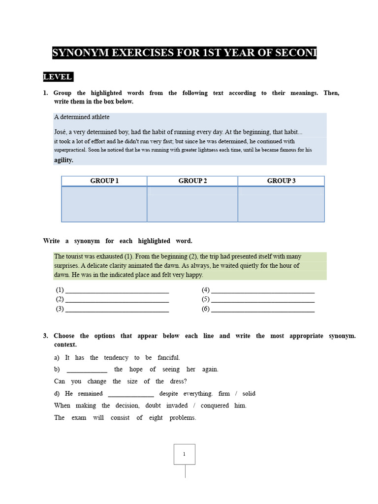 04 Synonyms - Practice | PDF