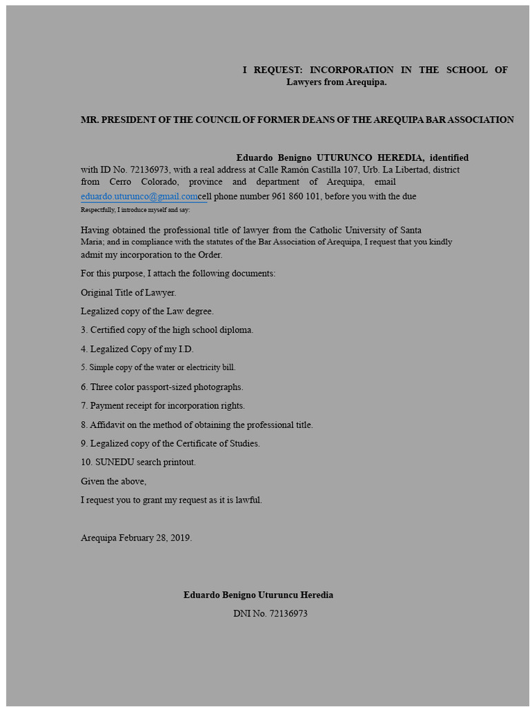 Application For Membership in The Bar Association | PDF