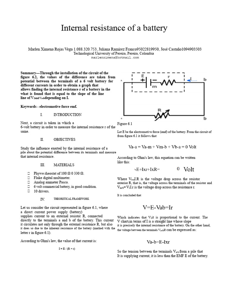 Measuring Battery Internal Resistance | PDF | Voltage | Electrical Network