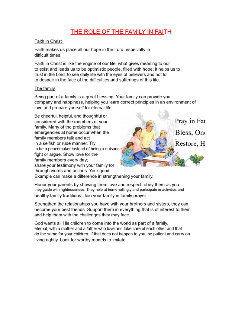 The Role of The Family in Faith | PDF | Prayer | Jesus