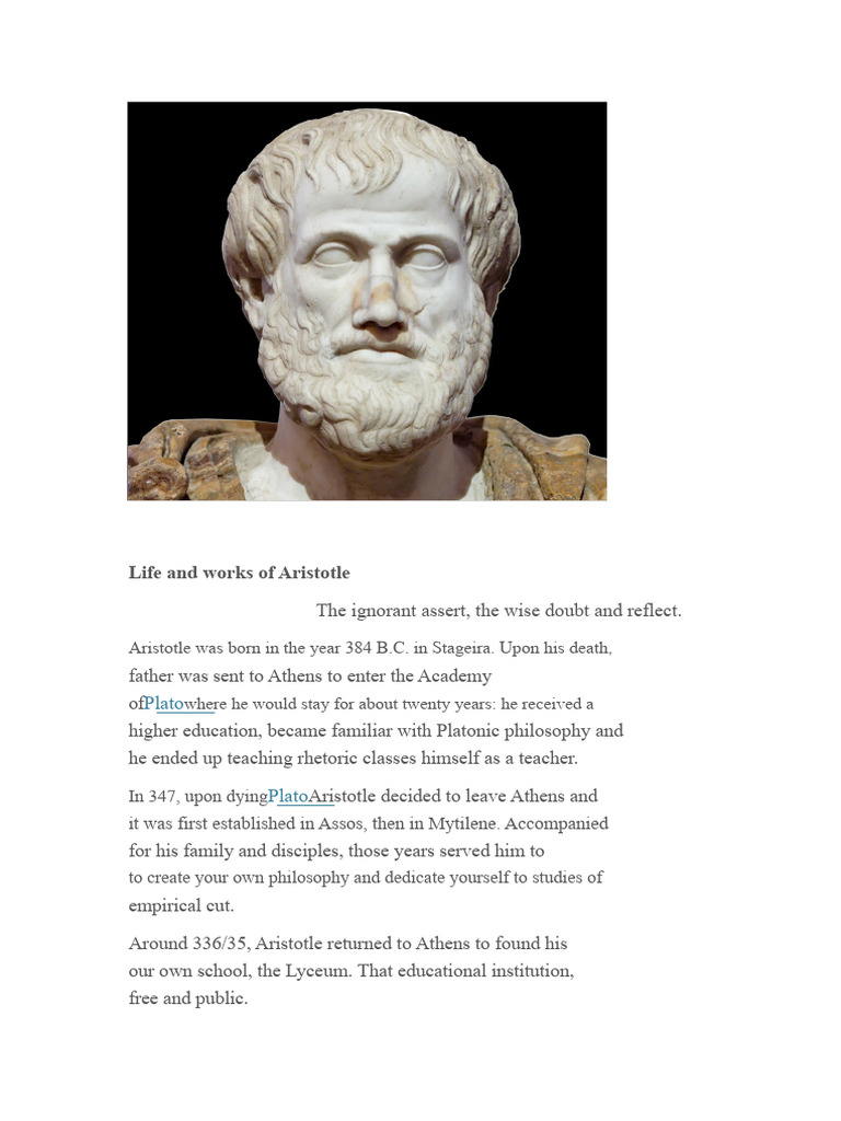 Life and Work of Aristotle | PDF | Aristotle | Socrates