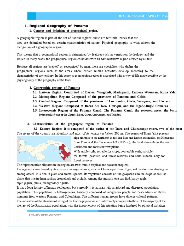 Regional Geography of Panama | PDF | Panama | Sustainability