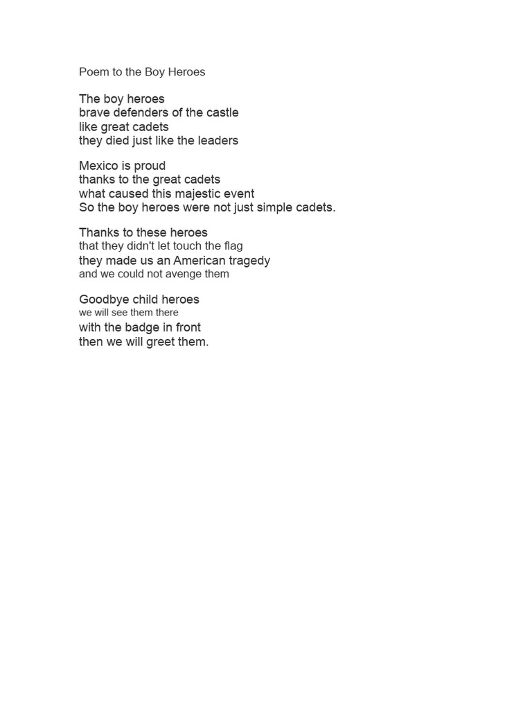 Poem To The Boy Heroes | PDF