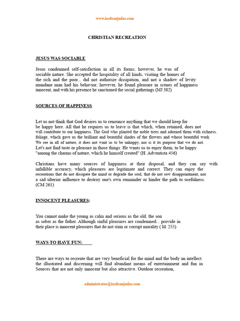 Christian recreation | PDF | Jesus | Bible