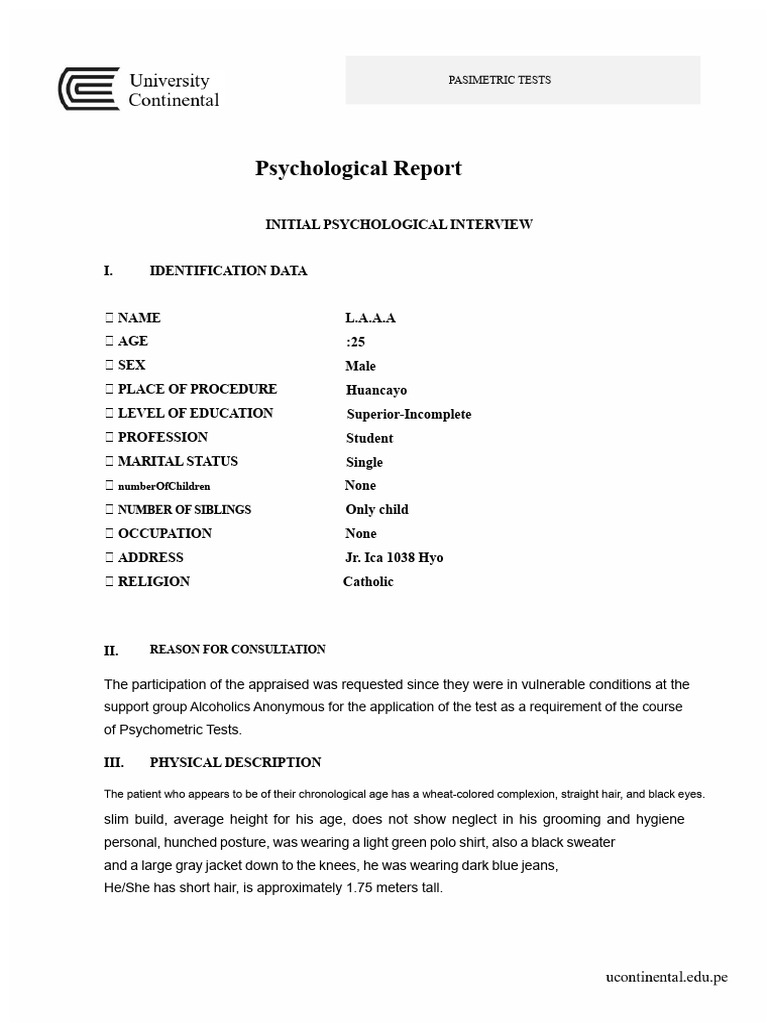 Psychological Report Benton Visual Retention Test | PDF | Intelligence ...
