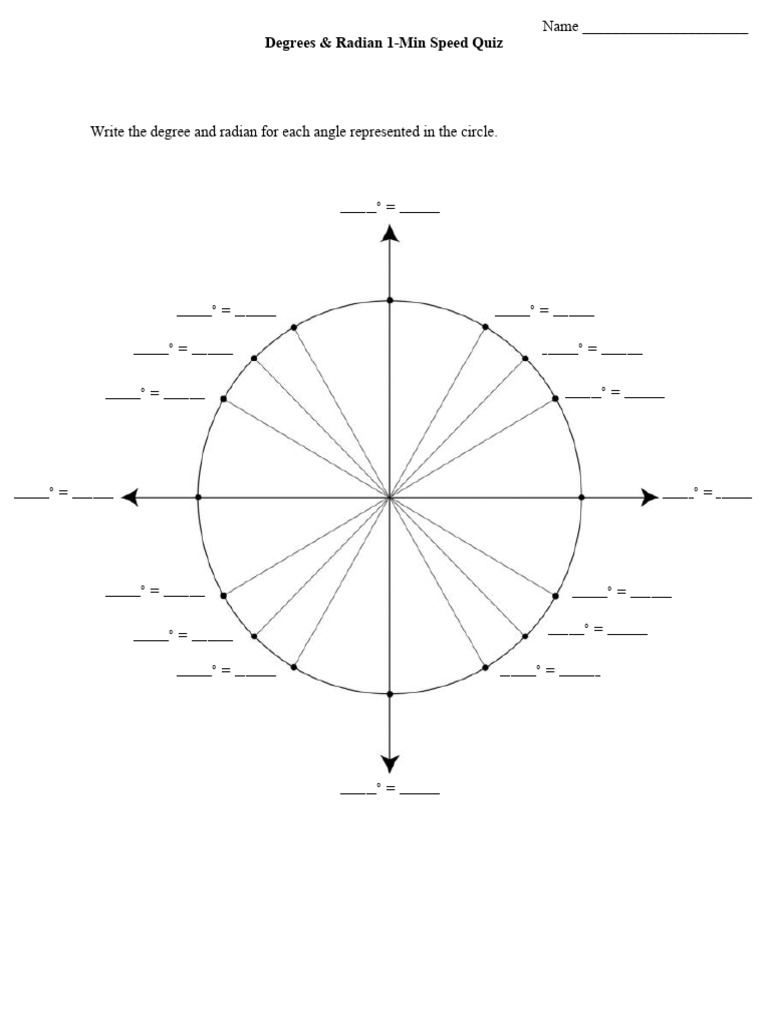 124 Degree & Radian Speed Quiz | PDF
