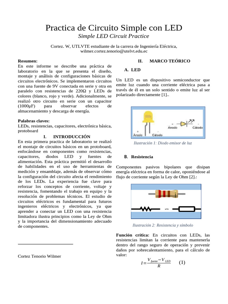 Práctica de Circuito Simple con LEDs | PDF | Red eléctrica | Diodo ...