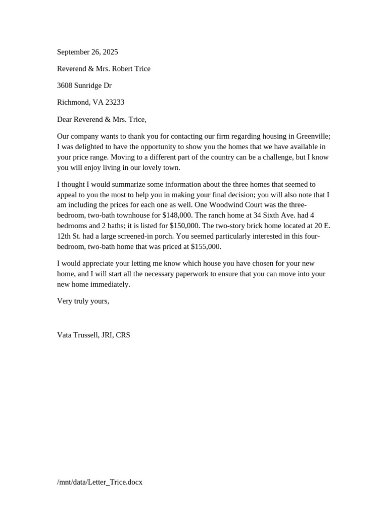 Letter Trice With Footer | PDF