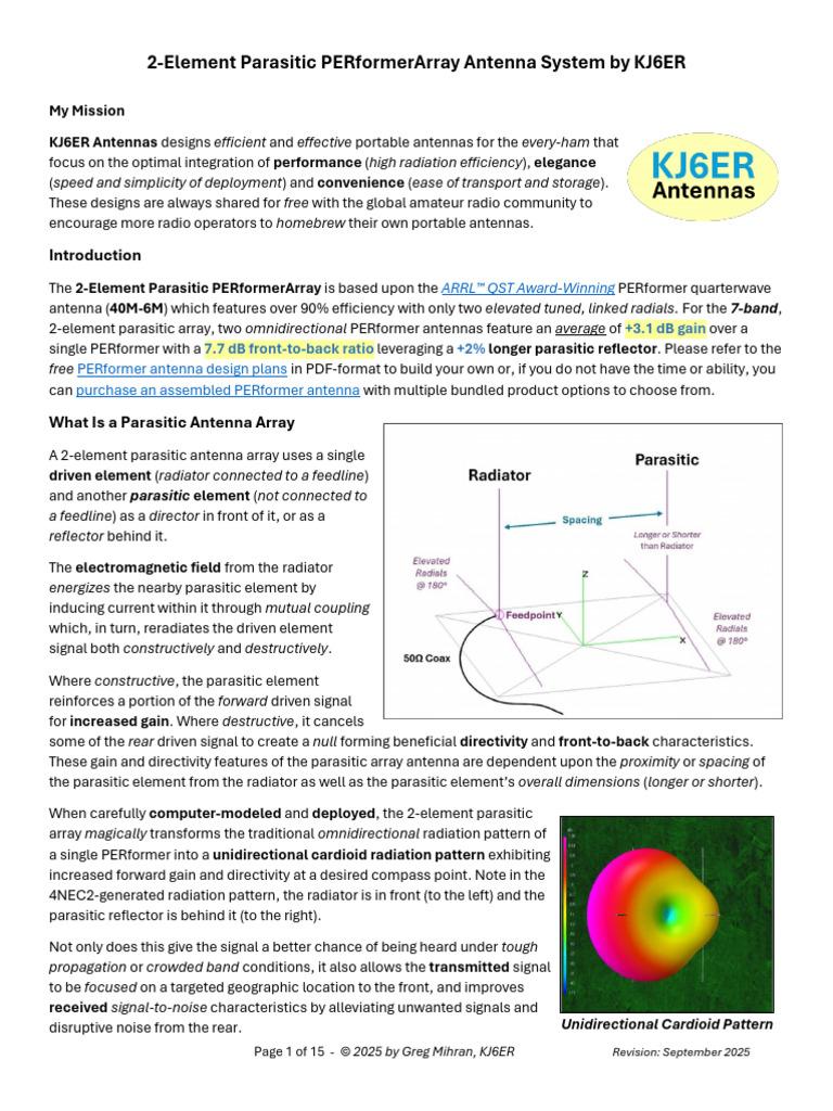 PERformer Parasitic Array by KJ6ER (2025-09) | PDF | Antenna (Radio ...