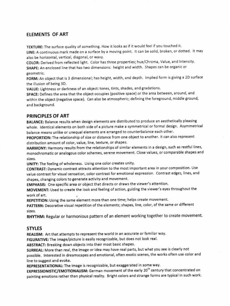 Key Elements and Principles of Art | PDF | Vision | The Arts