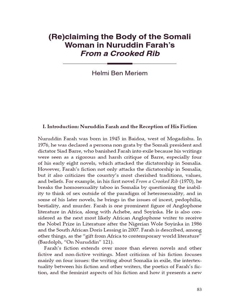 Re Claiming the Body of the Somali Woma | PDF | Discourse | Patriarchy