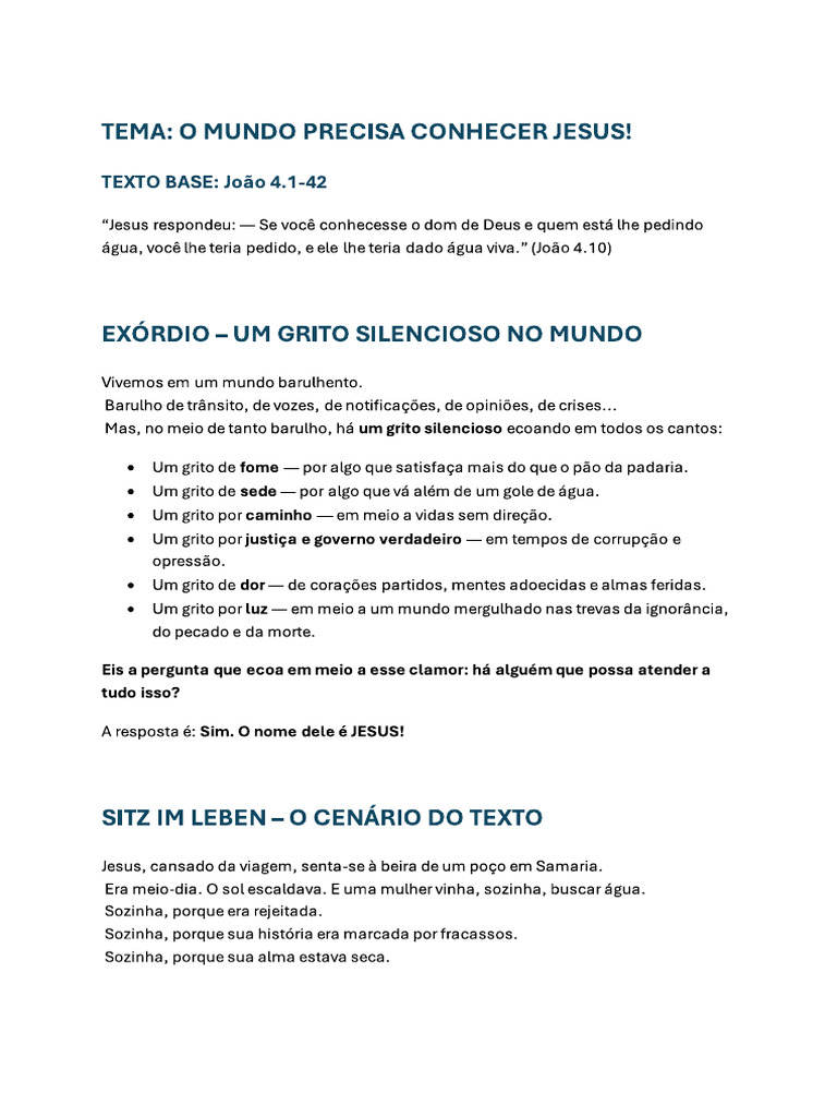 O Mundo Precisa Conhecer Jesus | PDF