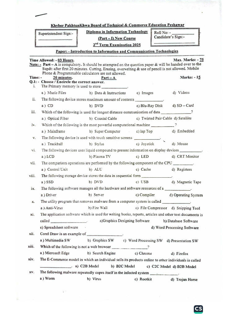 Ict Dit Paper 2025 | PDF