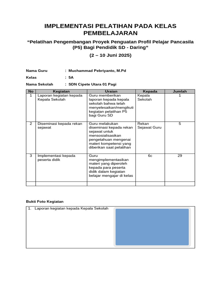 Pelatihan P5 untuk Guru SD Daring | PDF