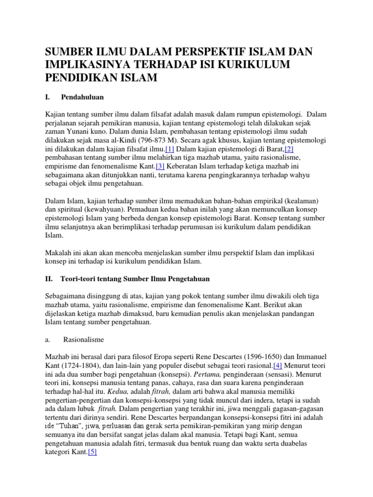 Epistemologi Islam dan Kurikulum | PDF | Filsafat