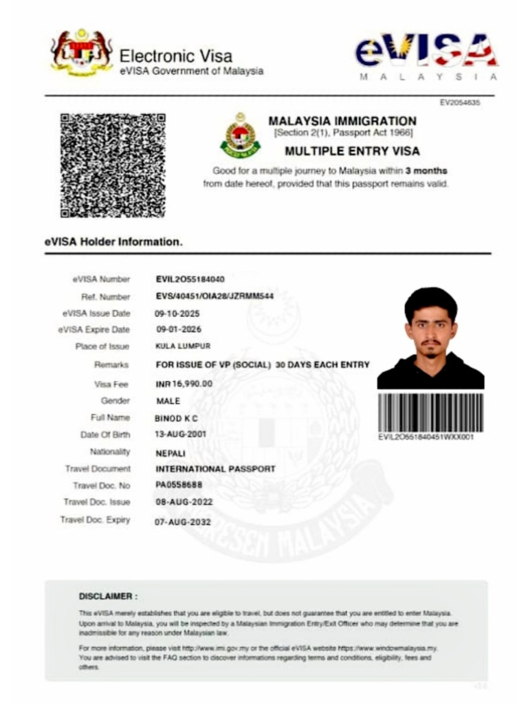 E Visa Binod KC | PDF