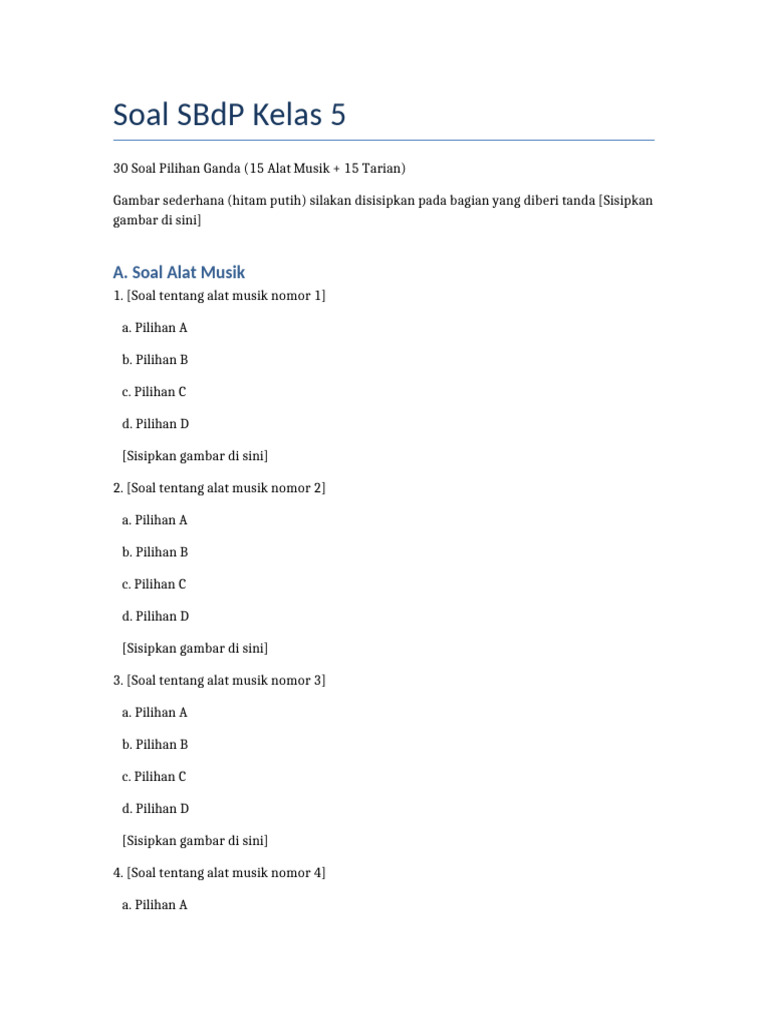 Soal SBDP Kelas5 Template | PDF