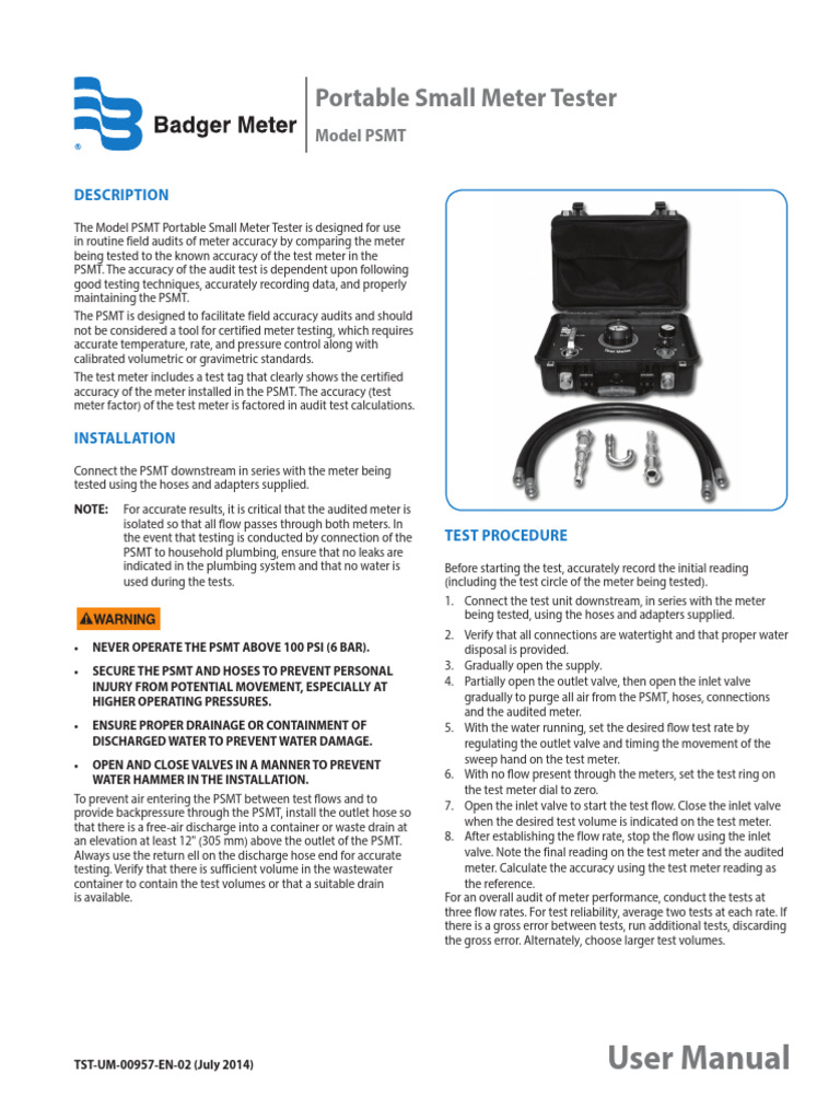 Badger Portable Small Meter Tester Manual | PDF | Valve | Accuracy And ...