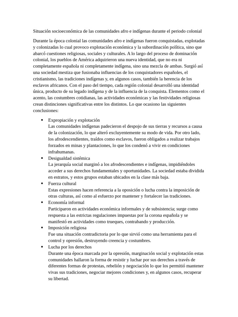 Impacto Colonial en Afro e Indígenas | PDF | Colonialismo | Nueva españa