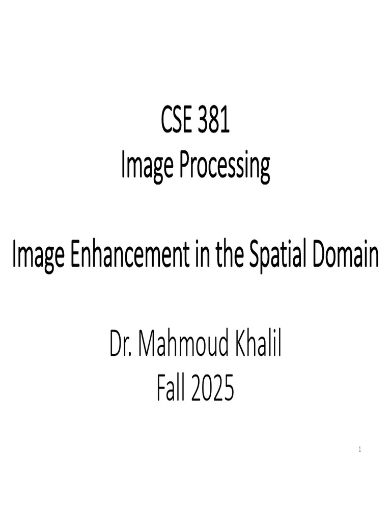 Image Processing 02 Image Enhancement | PDF | Graphics | Computer Graphics