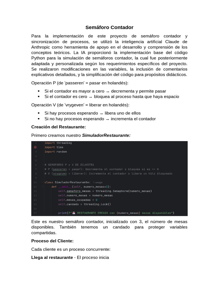 Semáforo Contador en Python para Restaurantes | PDF | Informática ...