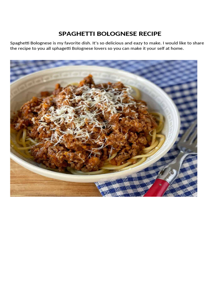 Spaghetti Bolognese Recipe Guide | PDF