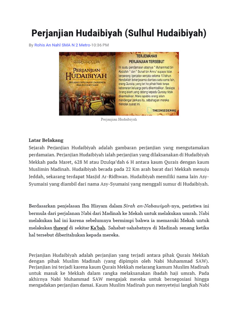 Isi dan Latar Belakang Perjanjian Hudaibiyah | PDF