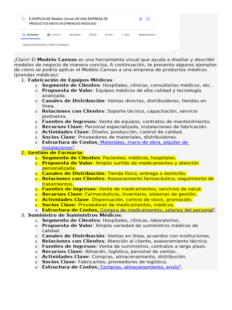 Ejemplos de Modelo Canvas en Salud | PDF | Business | Economias