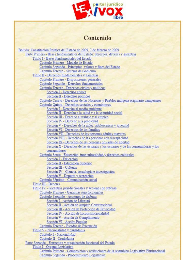 Bolivia - Constitución Política Del Estado de 2009, 7 de Febrero de ...