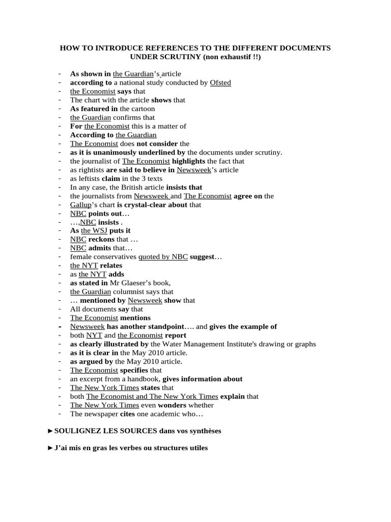 How To Introduce References To The Different Documents | PDF | The ...