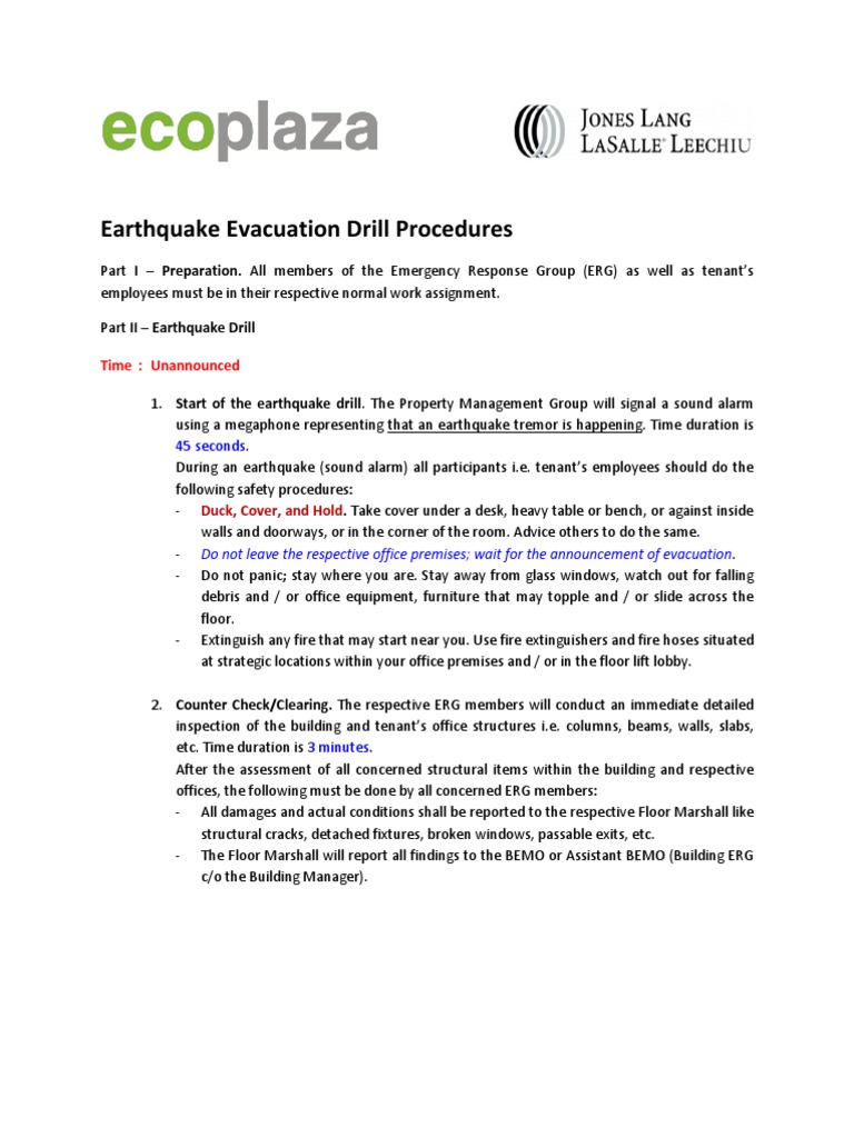 Earthquake Drill | Emergency Evacuation | Disasters