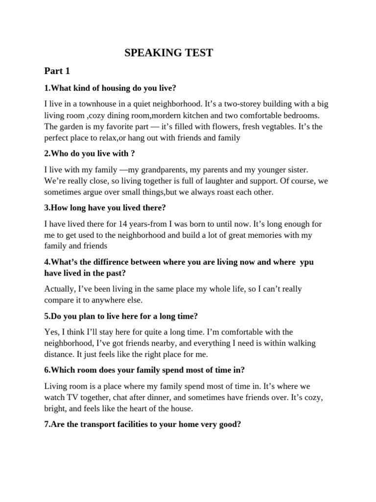 Speaking Test 5 | PDF