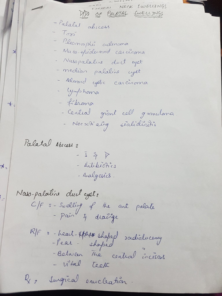 DDs of Palatal Swellings | PDF