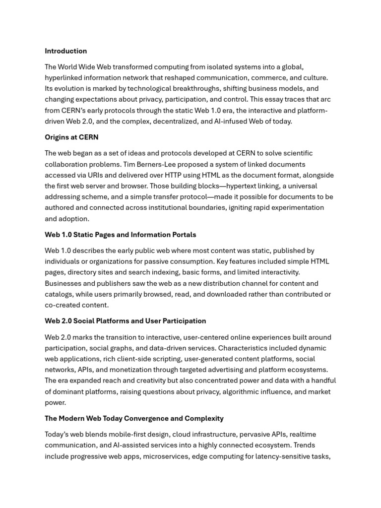 History of The Worldwide Web | PDF | World Wide Web | Internet & Web