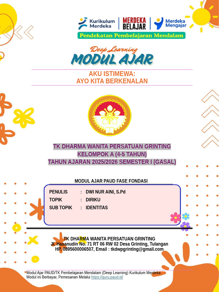 Modul PAUD: Aku Istimewa dan Identitas | PDF