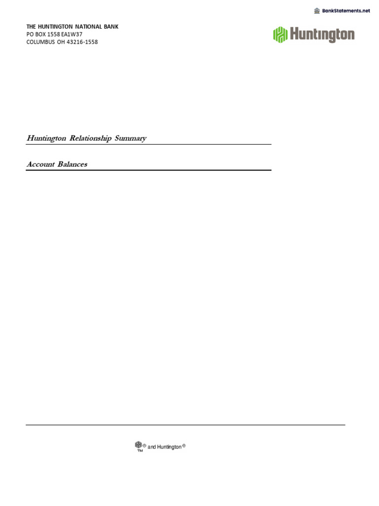 Huntington Bank Statement Summary | PDF | Banks | Debit Card