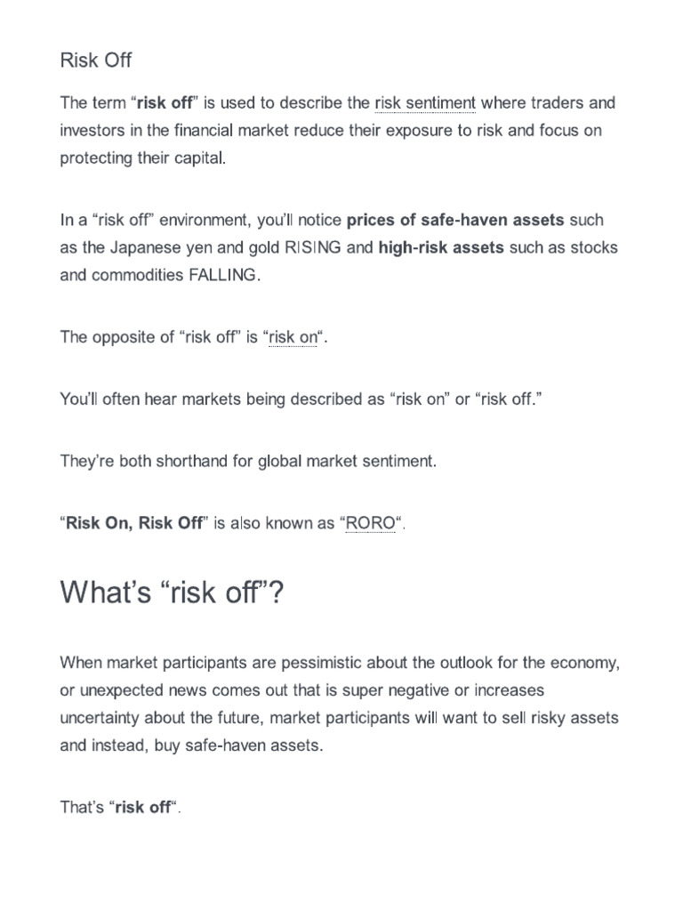Risk Off Definition - Forexpedia™ by BabyPips | PDF