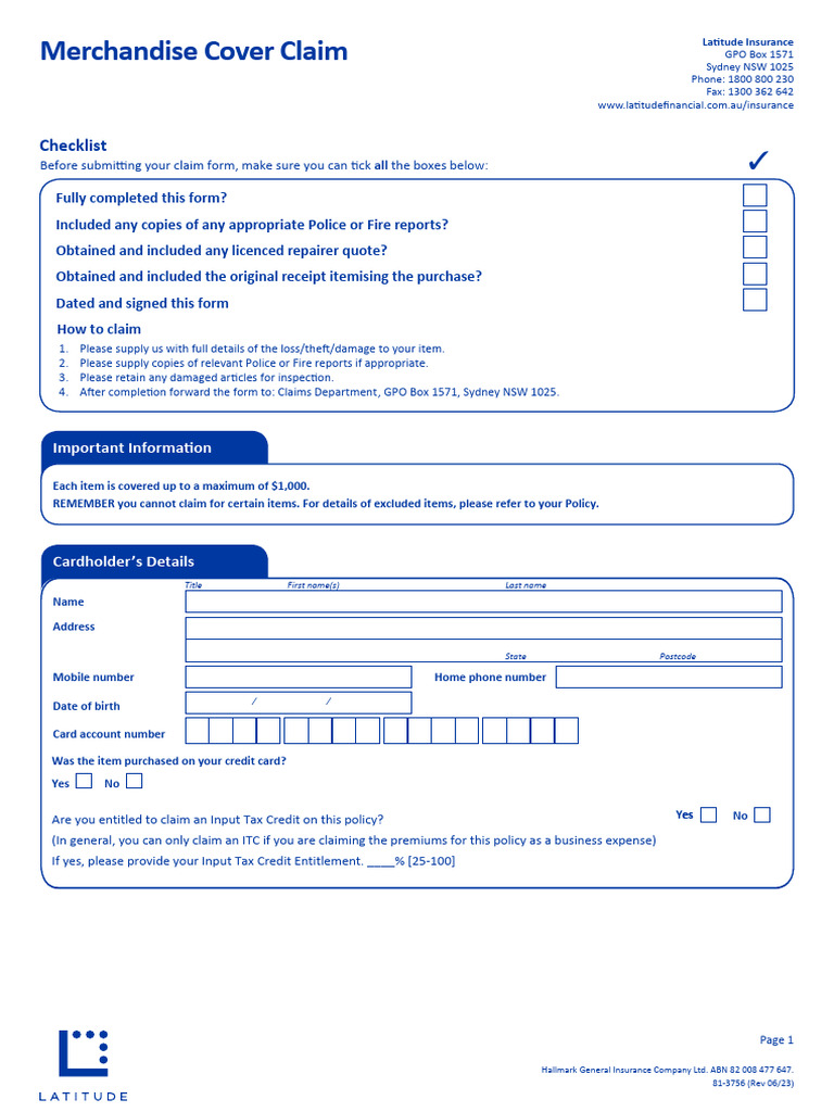 Latitude Merchandise Claim Process | PDF | Insurance | Business