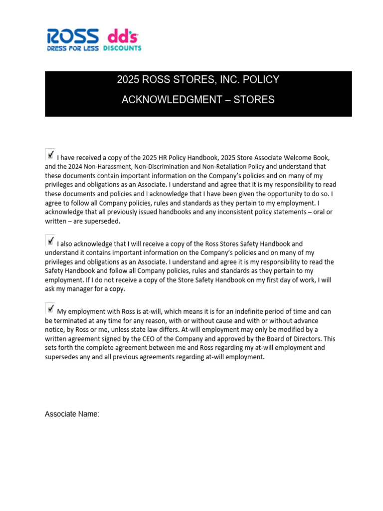 Store Acknowledgment June 2025 - Taleo Final | PDF