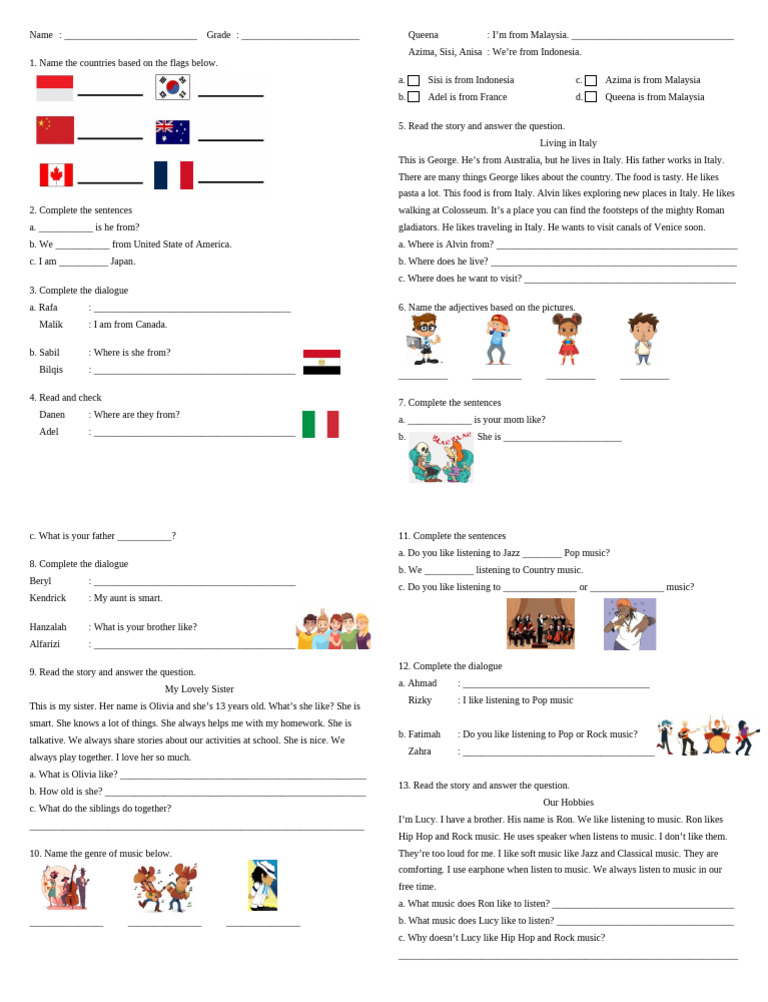 Grade 4 PTS English Semester 1 2024 | PDF | Chess Theory | Chess