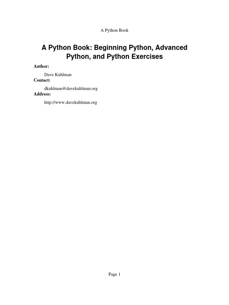 Python - Beginning, Advance - Exercise PDF | PDF | Python (Programming Language) | Class ...