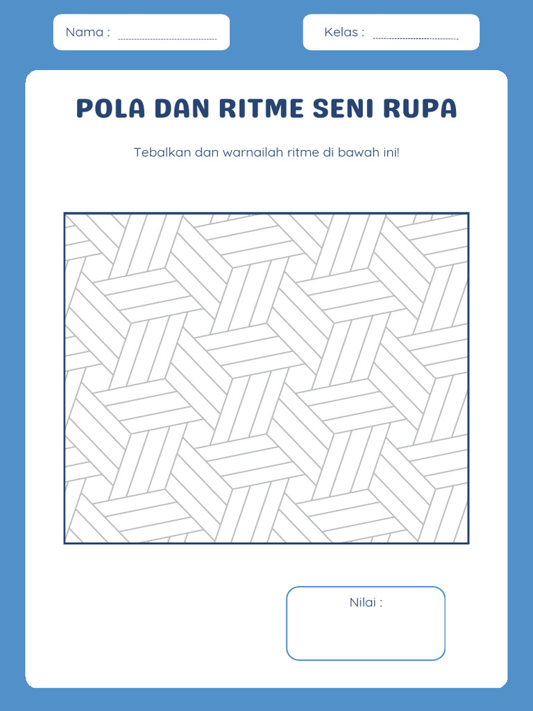Pola Dan Ritme Seni Rupa Lembar Kerja SD Kelas 3 Biru Putih Ilustratif ...
