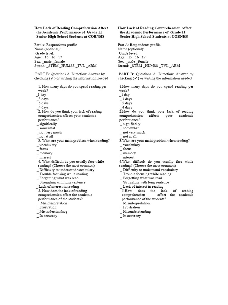 How Lack of Reading Comprehension Affect The Acade | PDF | Reading ...