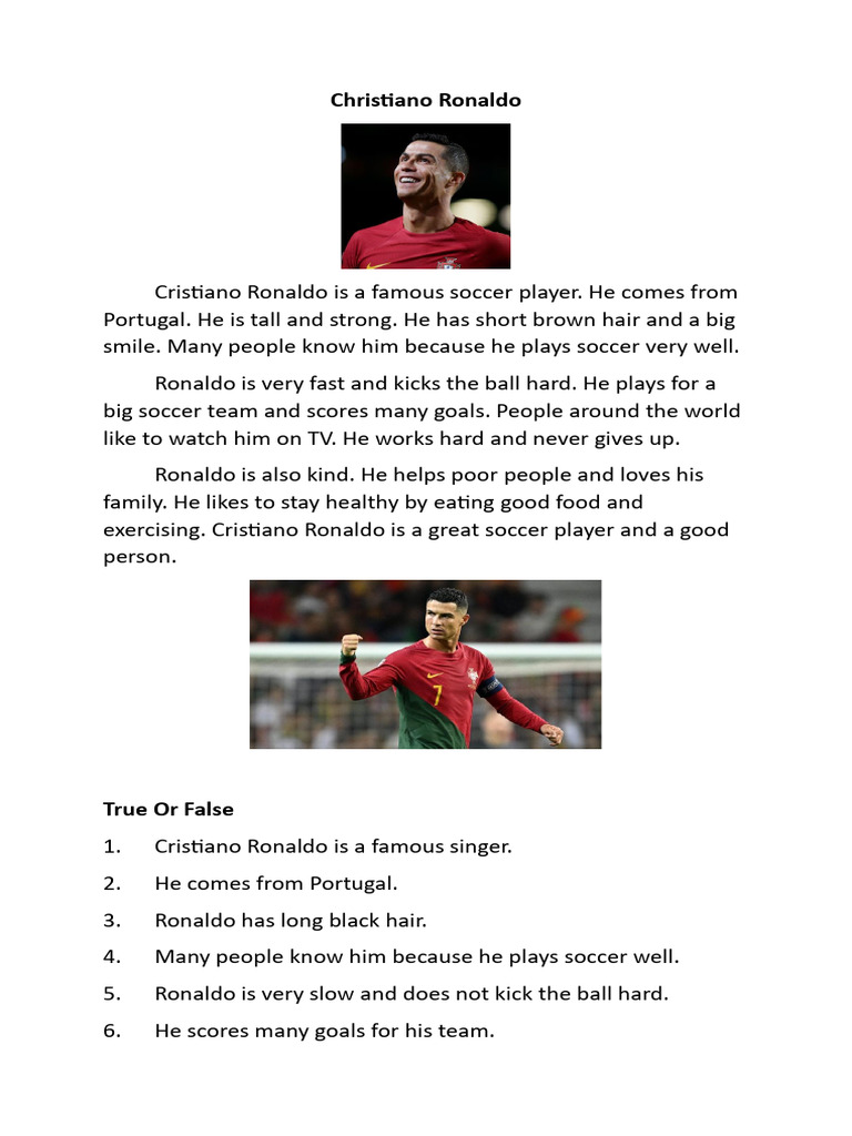 Descriptive Text on Cristiano Ronaldo | PDF
