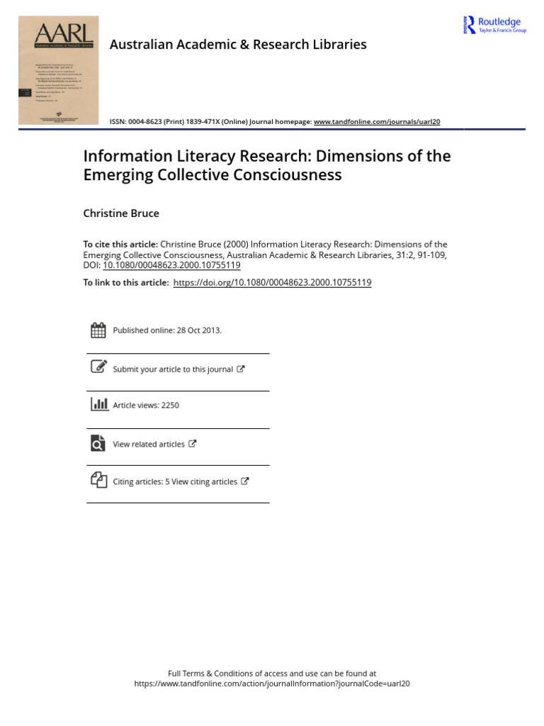 Information Literacy Research Dimensions of The Emerging Collective Consciousness | PDF ...