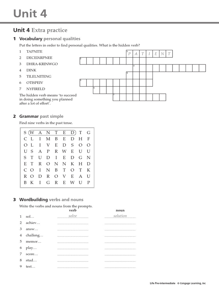 Pre-Int Unit4 Extra Practice Be | PDF | Verb | Language Mechanics